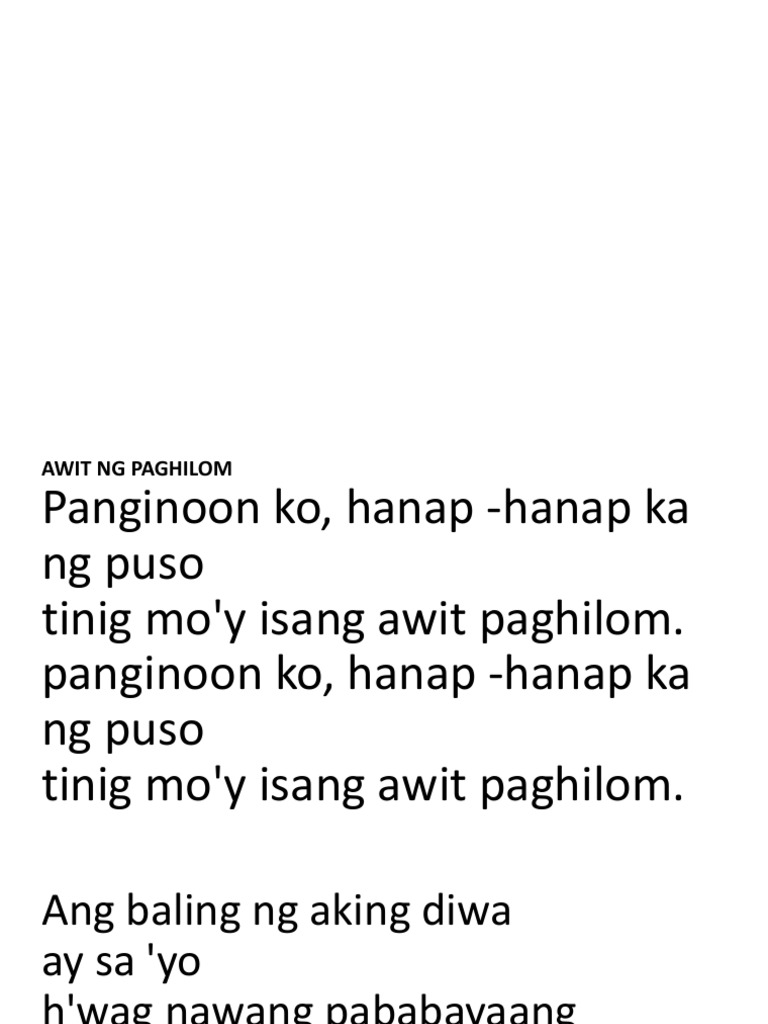 Awit NG Paghilom | PDF