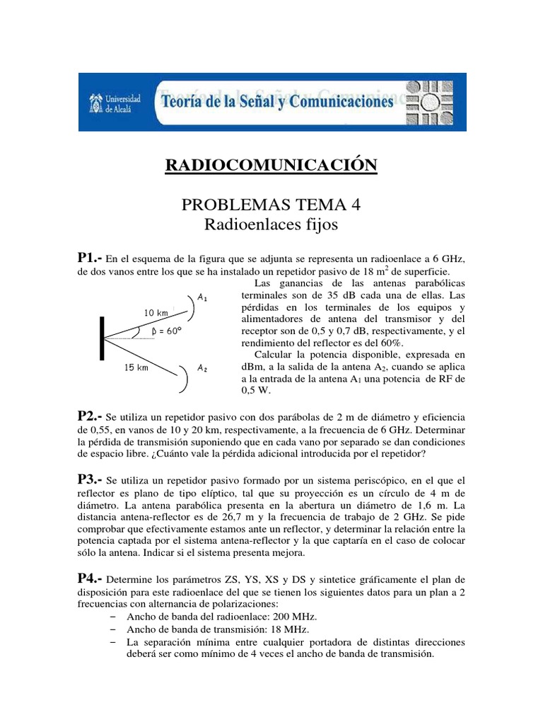 Coleccion Problemas Tema4 PDF | PDF | Antena (Radio) | Decibel