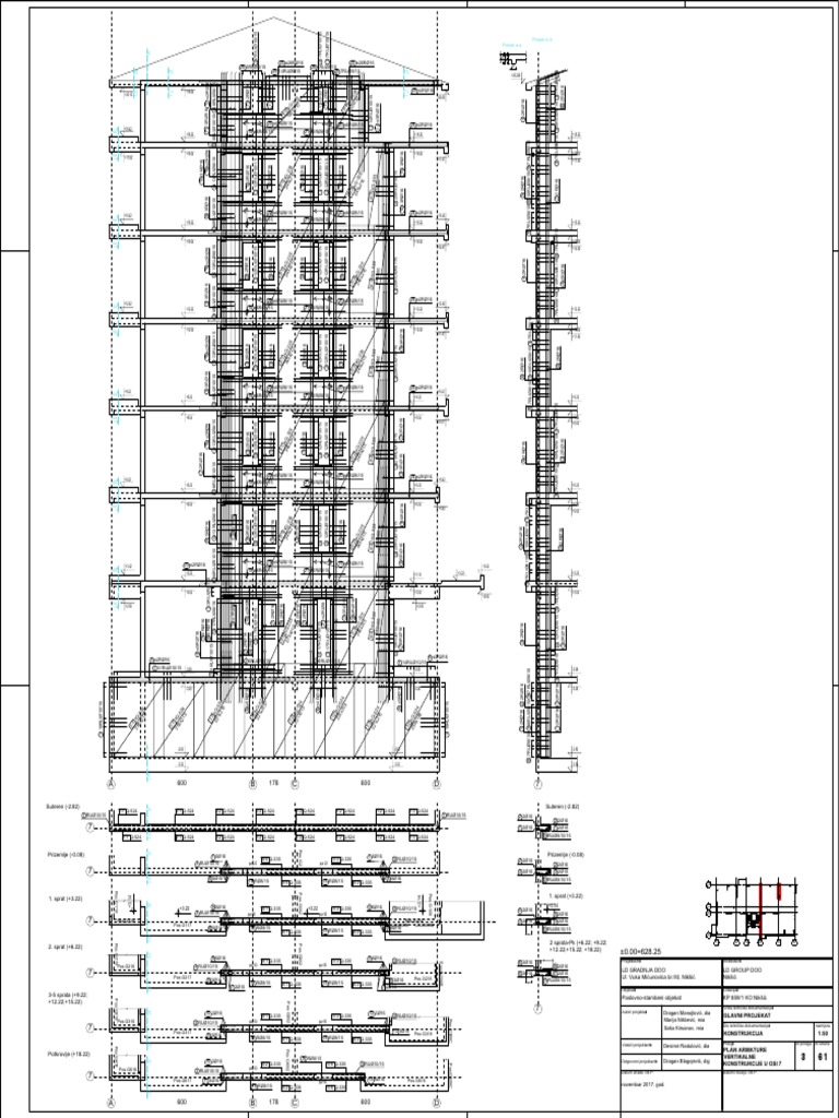 3.61 Plan Armature Vertikalne Konstrukcije U Osi 7 PDF | PDF