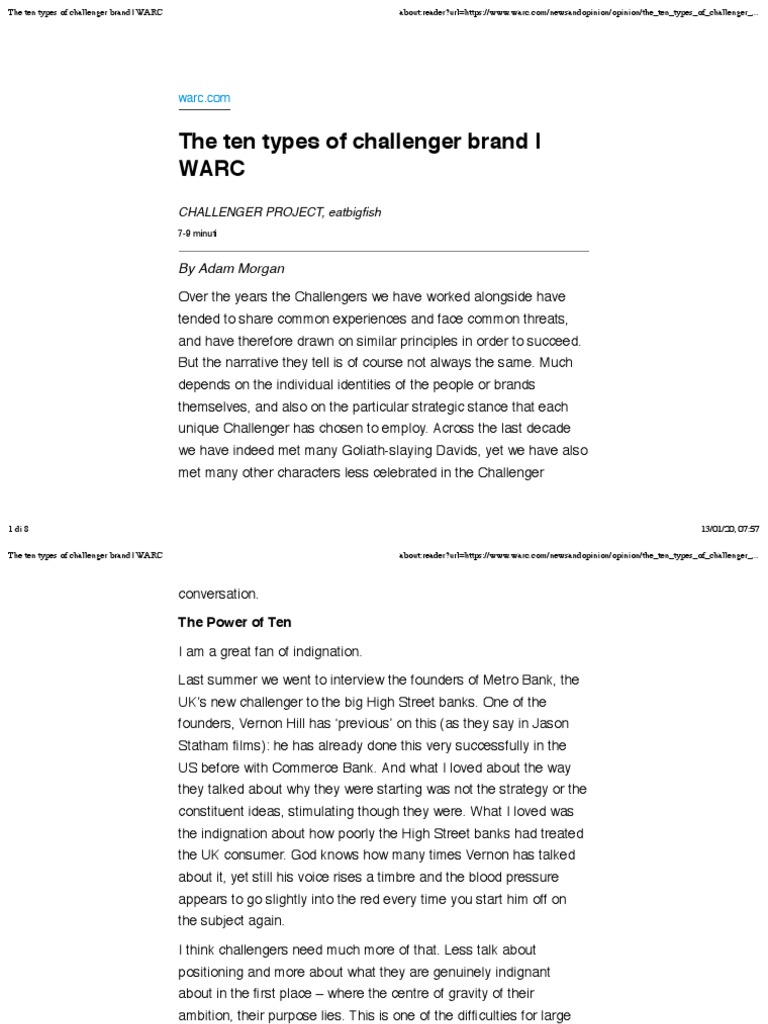 The Ten Types of Challenger Brand - WARC | PDF