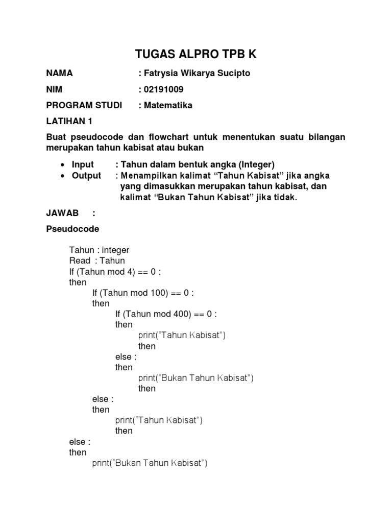 Tugas Alpro TPB K Minggu 3 PDF | PDF