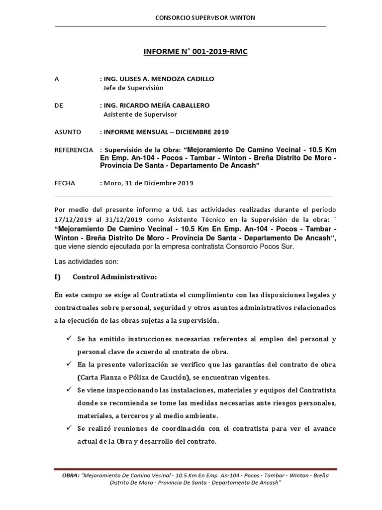 Informe de Asistente Val 01 | PDF