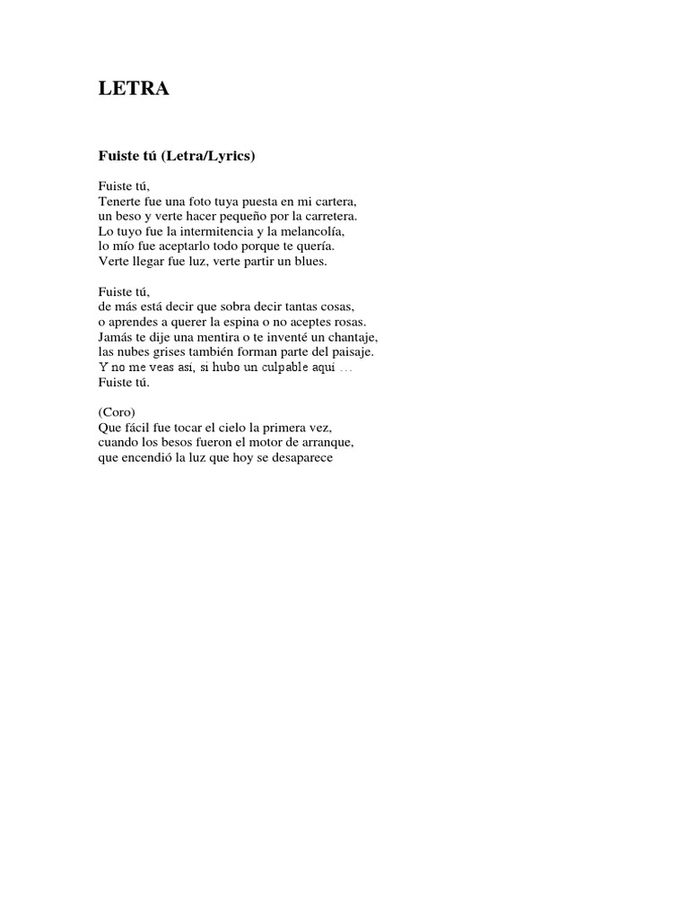 Arjona-Fuiste Tu PDF | PDF