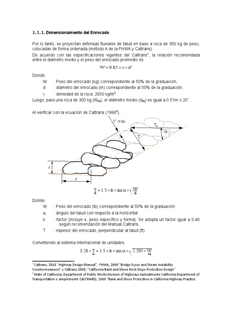 Dimensionamiento Del Enrocado | PDF