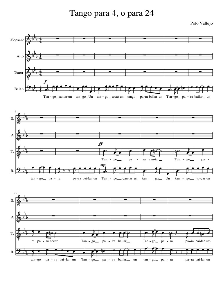 Tango Partitura 4 Voces | PDF