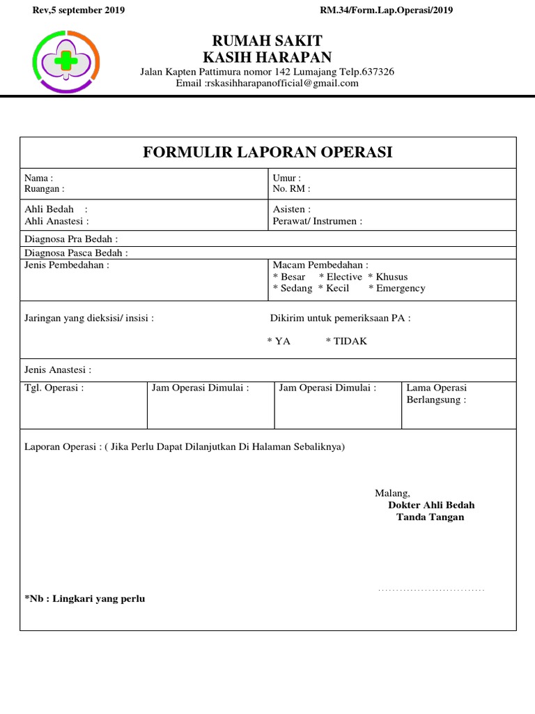 LAPORAN OPERASI RUMAH SAKIT KASIH HARAPAN | PDF