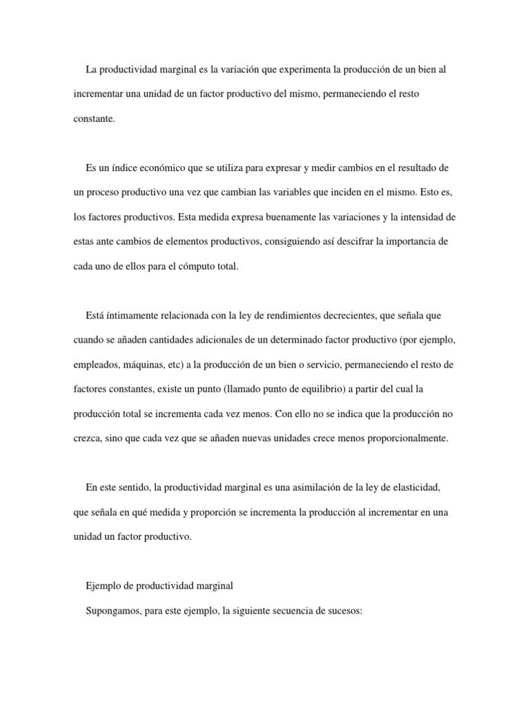La Teoria de La Productividad Marginal | PDF