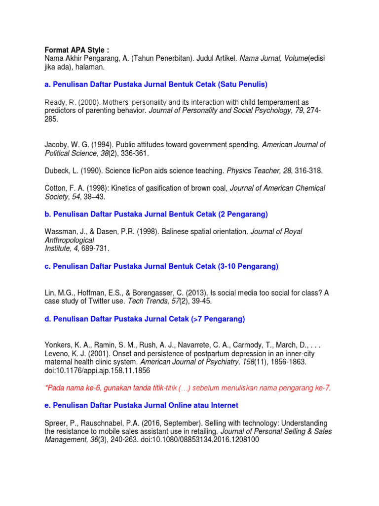 Format APA Style Daftar Pustaka | PDF
