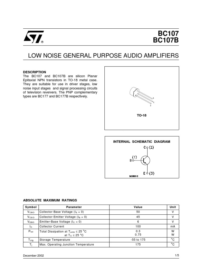 BC 107 | PDF | Bipolar Junction Transistor | Electronic Circuits