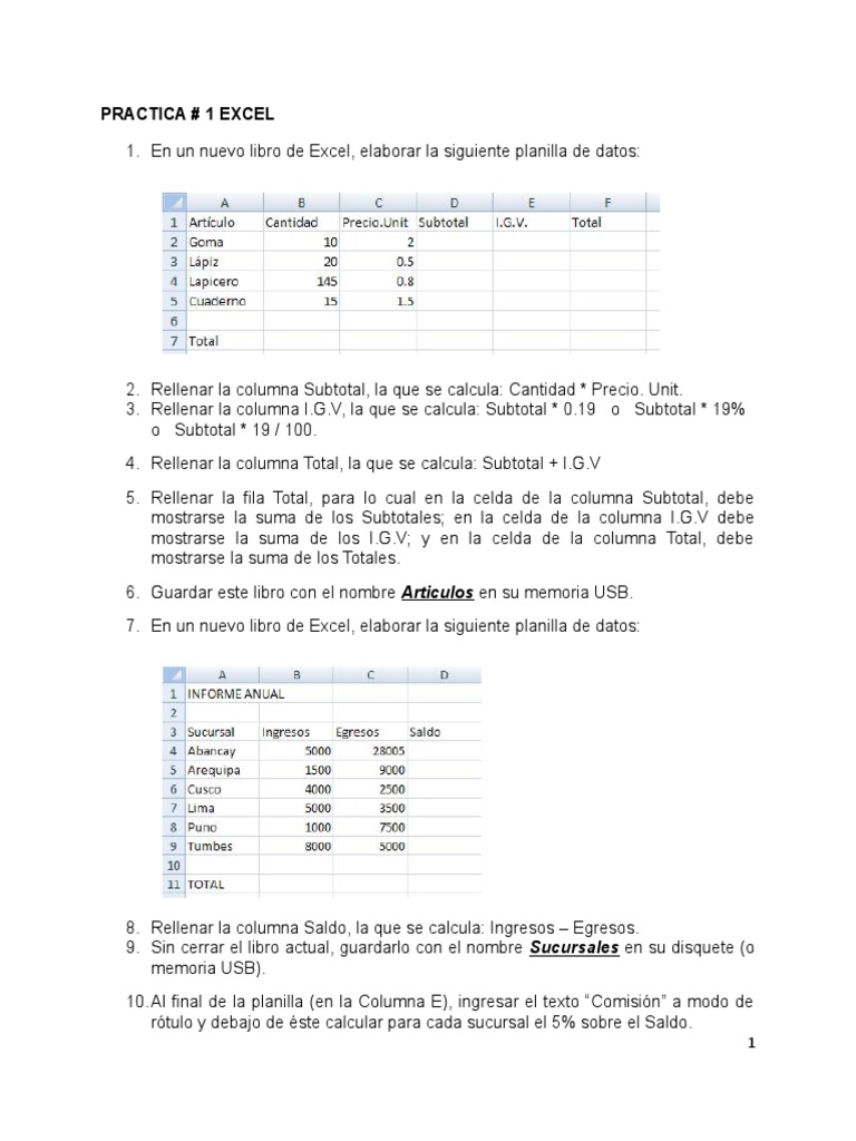 Practicas en Excel | PDF