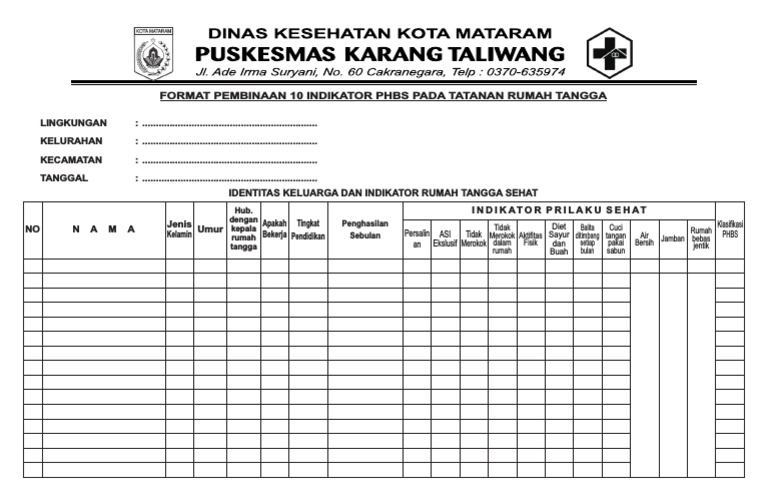 Format Pembinaan PHBS | PDF