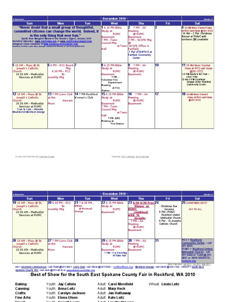 December 12, 2010 Events Calendar | PDF | Food Industry | Agriculture