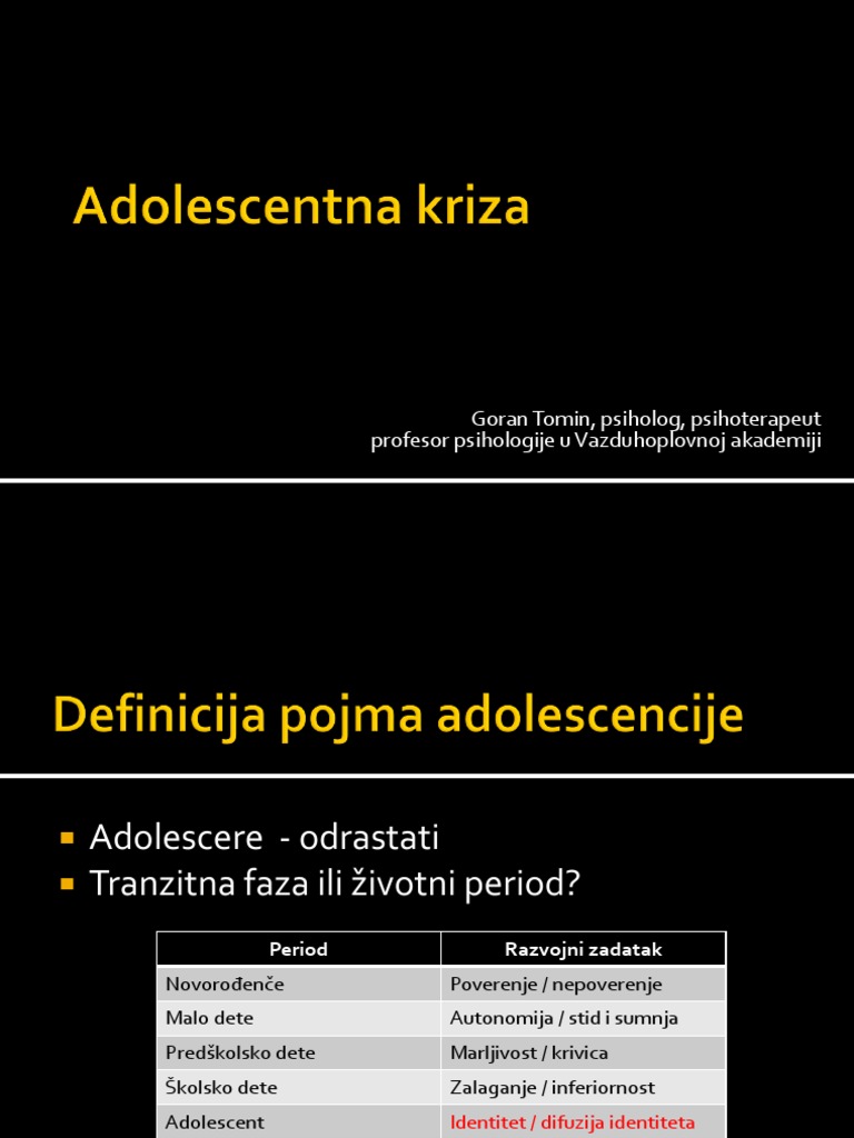 Goran Tomin - Adolescentna Kriza | PDF