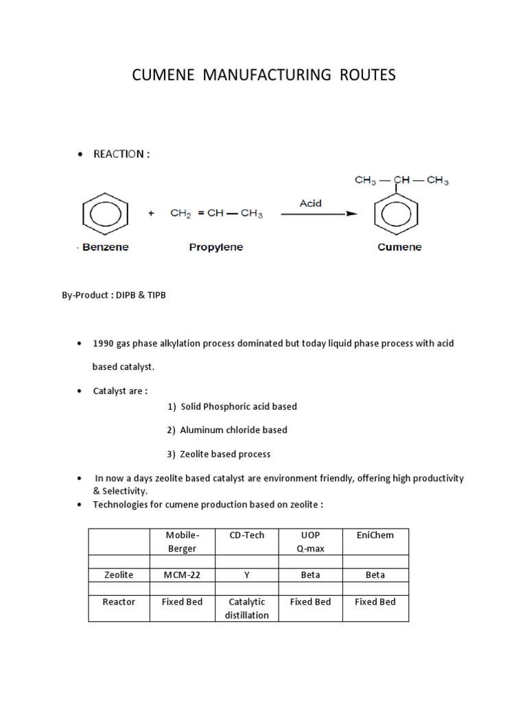 Cumene Mass & Energy Balance PDF | PDF
