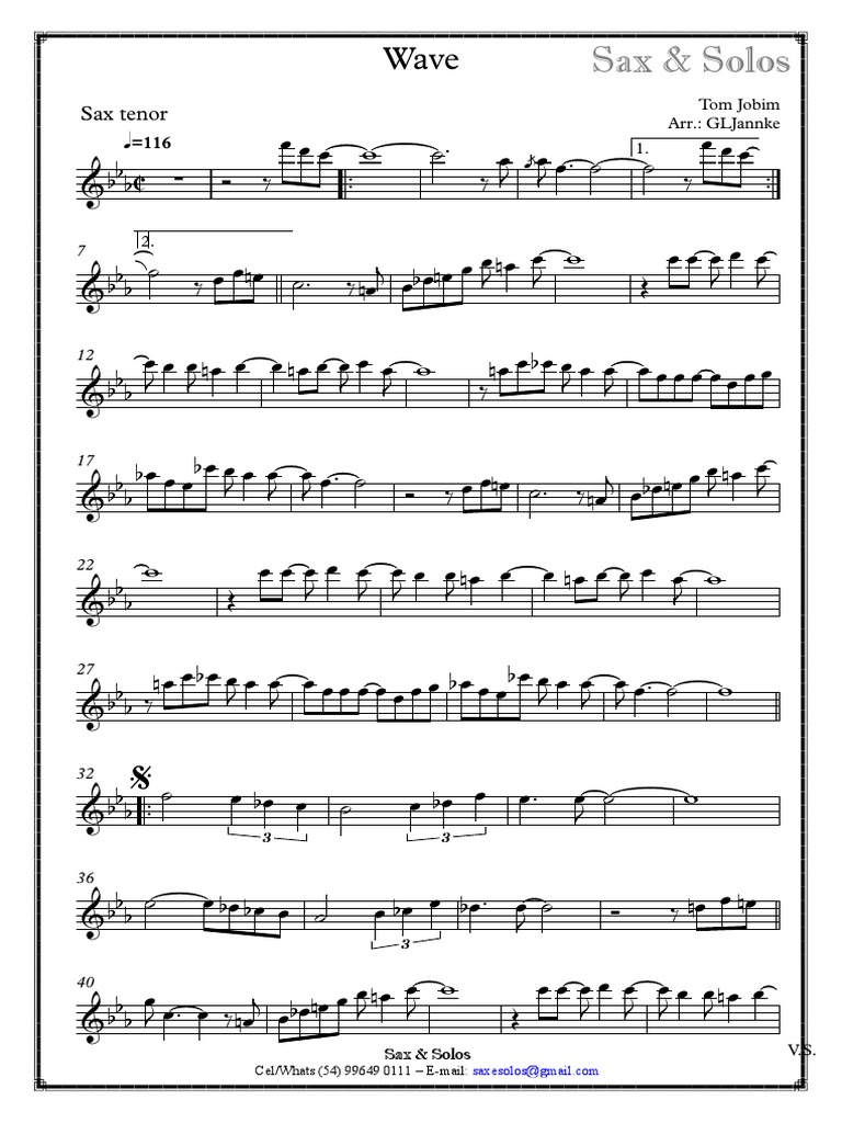 Wave - Tom Jobim - Sax Tenor | PDF