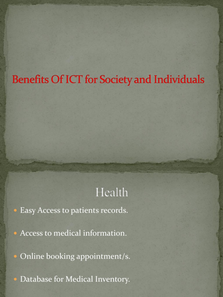 Benefits of ICT For Society and Individuals | PDF | Internet ...