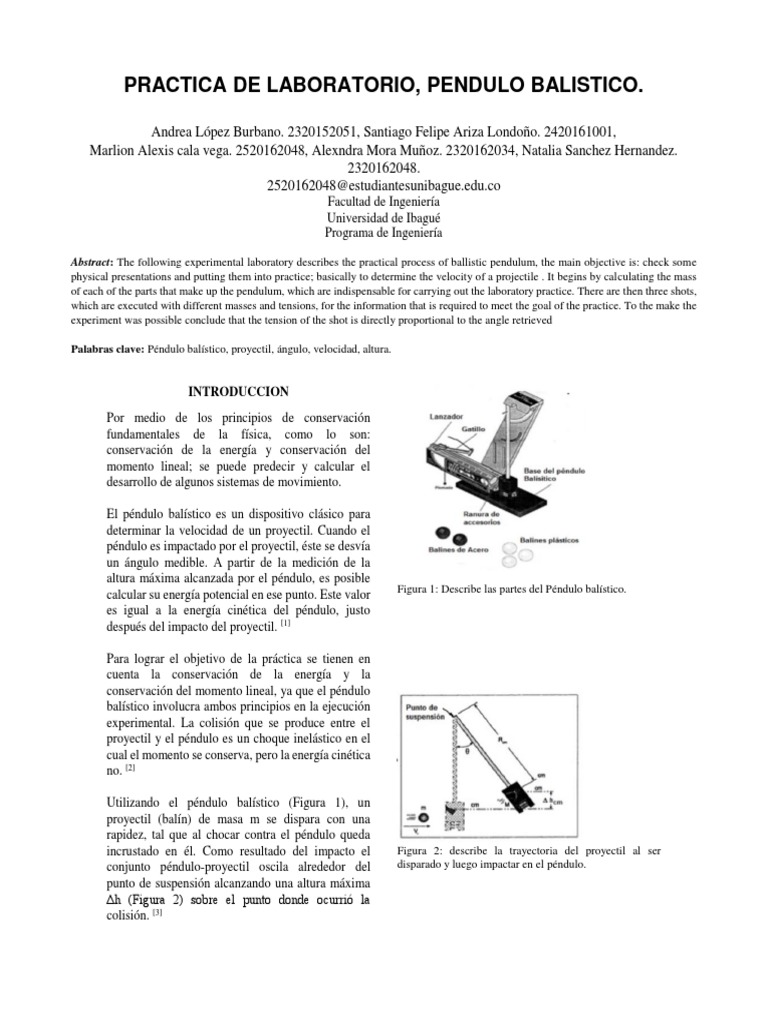 Informe Pendulo Balistico Completar | PDF