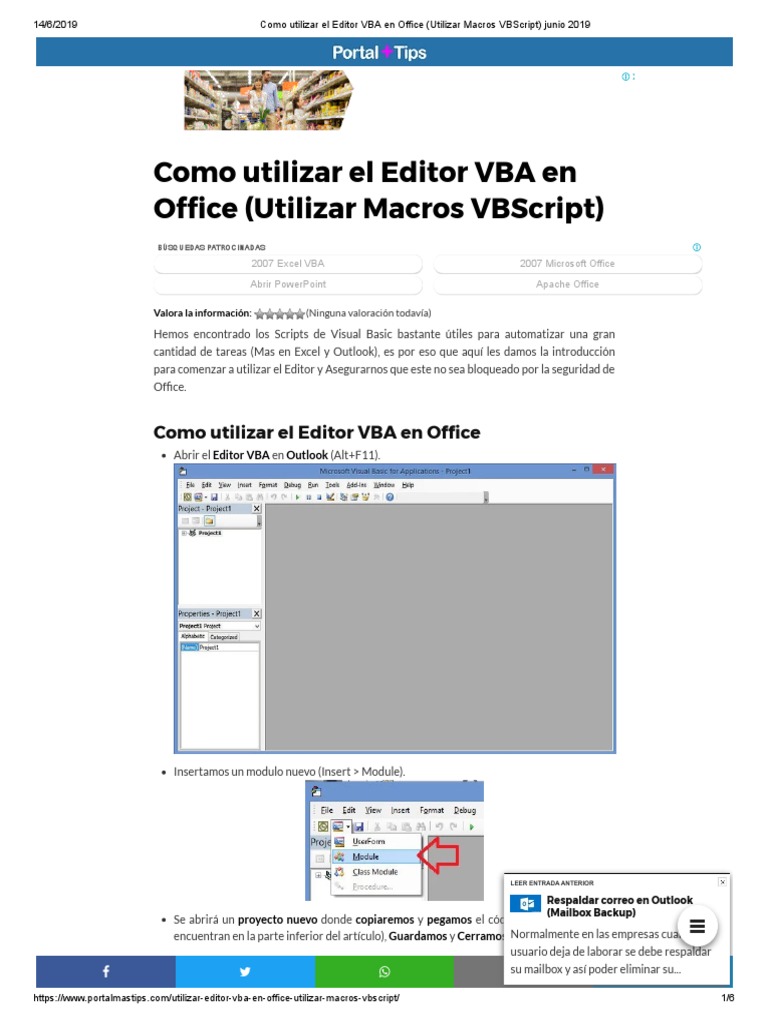 Como Utilizar El Editor VBA en Office (Utilizar Macros VBScript) | PDF