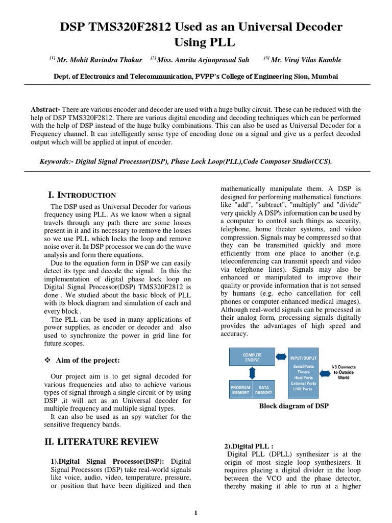Universal Decoder Using DSP TMS320F2812 | PDF | Science & Mathematics | Computers