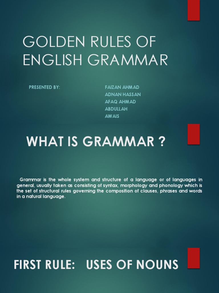 Golden Rules of English Grammar | PDF