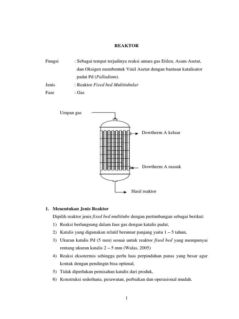Desain Reaktor Fixed Bed Multitubular | PDF