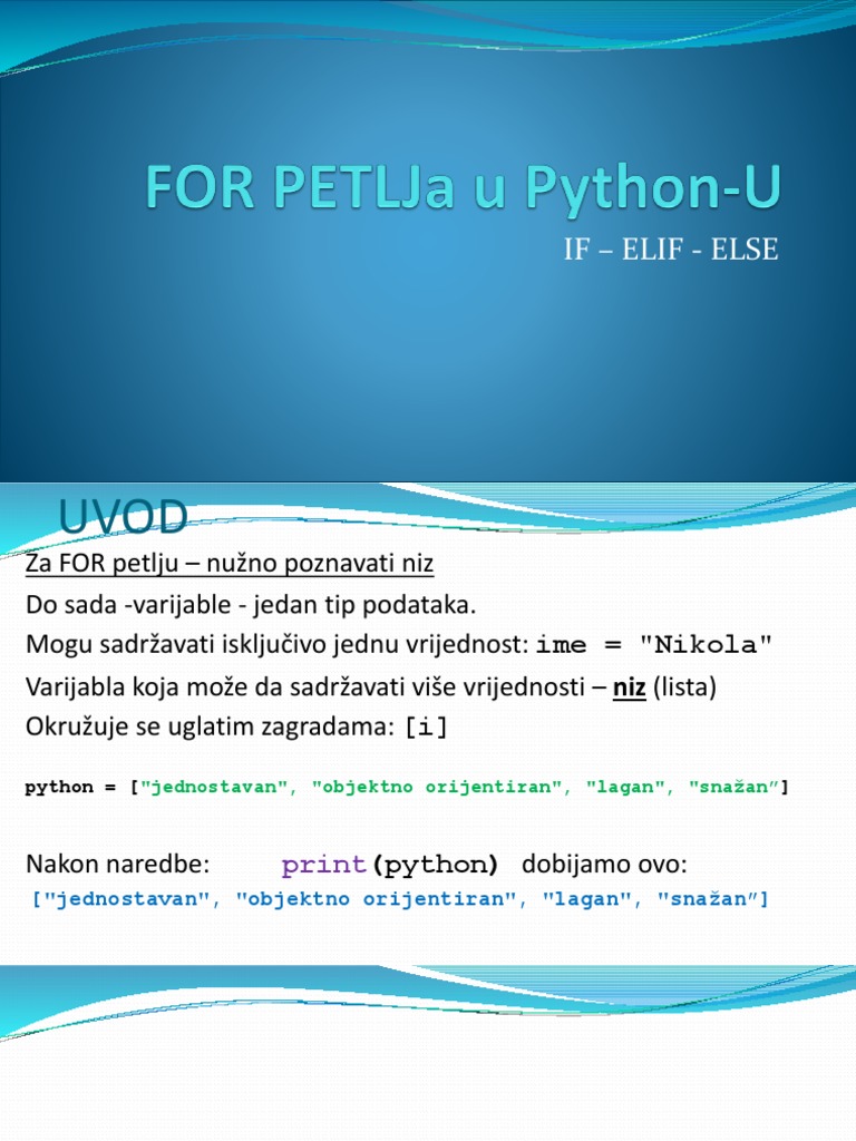For Petlja U Pythonu | PDF