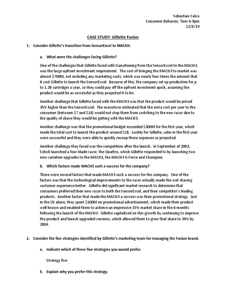 Consumer Behavior Case Study - Gillette | PDF