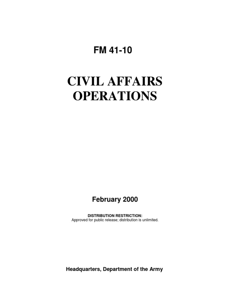 FM 41-10 Civil Affairs Operations 2000 | Download Free PDF | Military ...