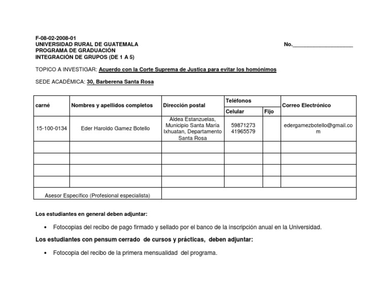 Formulario Topico Urural | PDF
