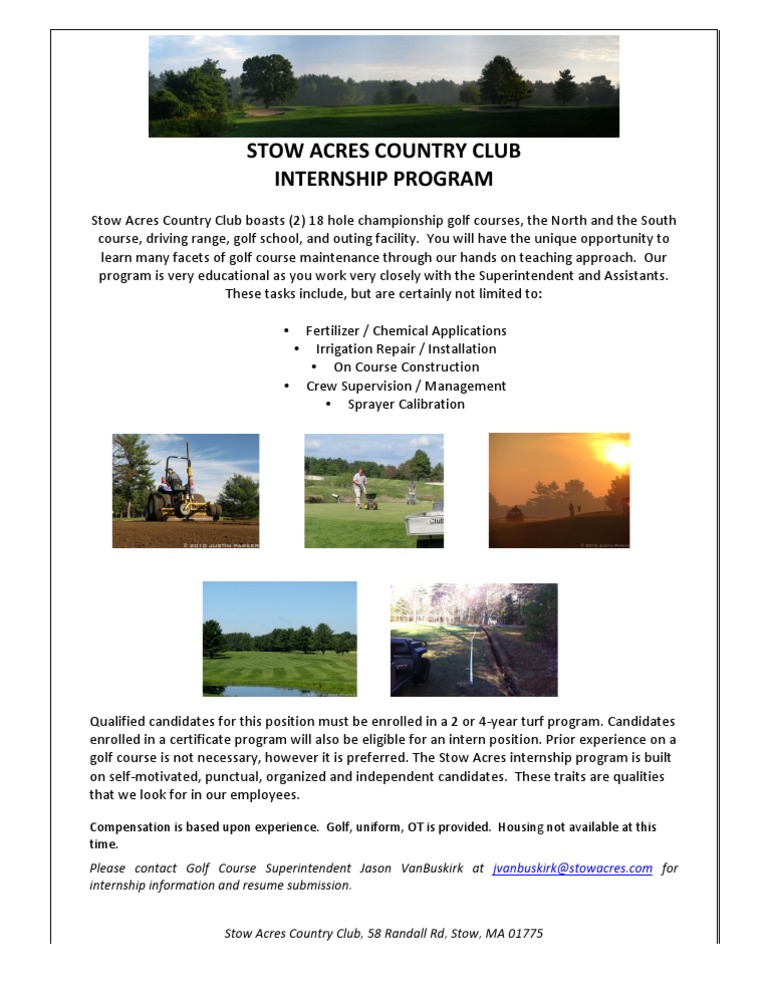 Stow Acres Golf Course Internship Program | PDF | Technology & Engineering