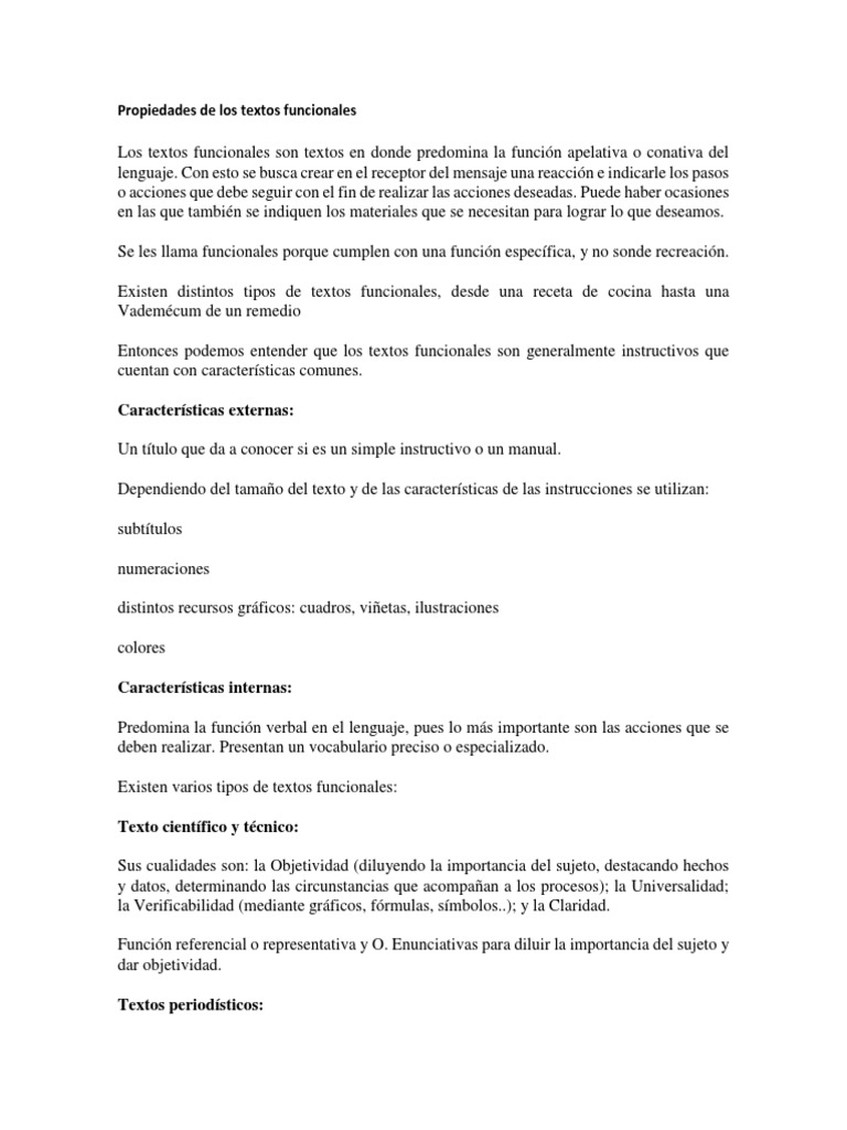 Propiedades de Los Textos Funcionales | PDF