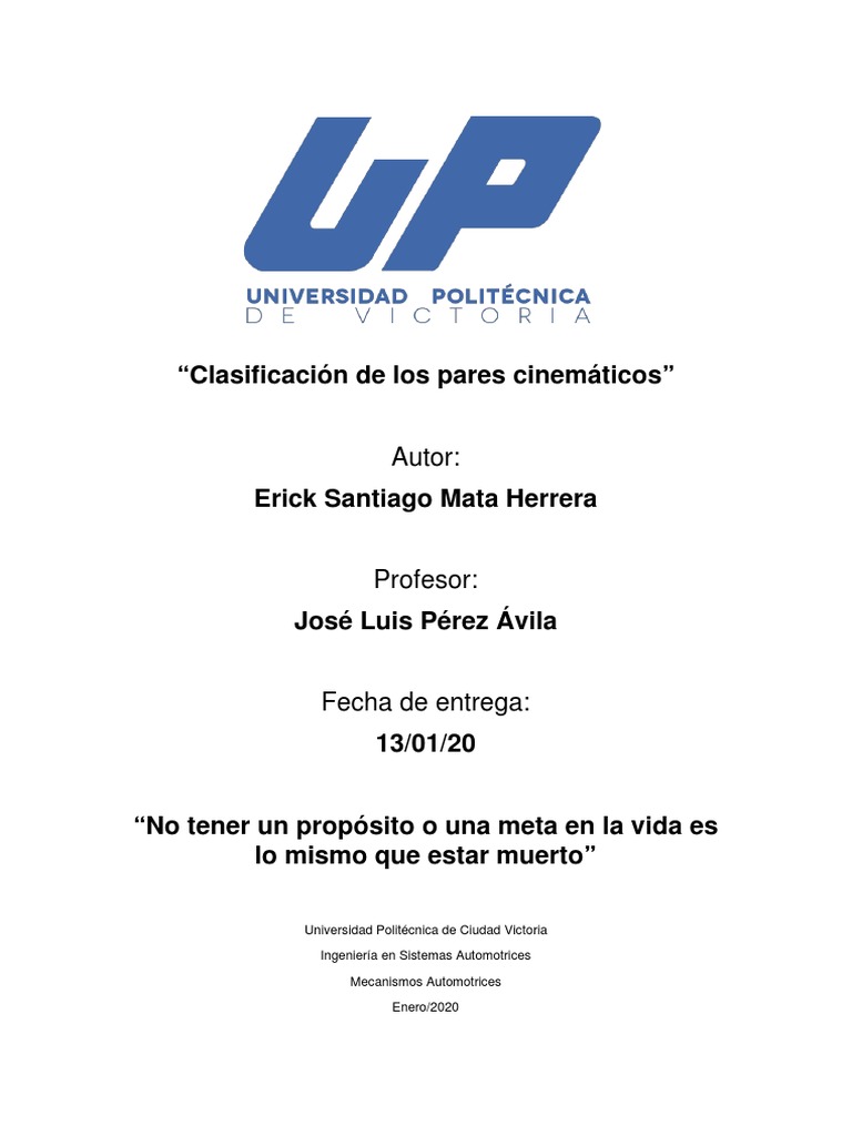Clasificación de Pares Cinemáticos | PDF | Ciencia y matemáticas ...