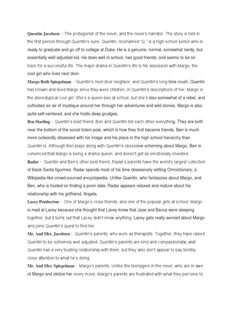 Characters in Paper Town | PDF