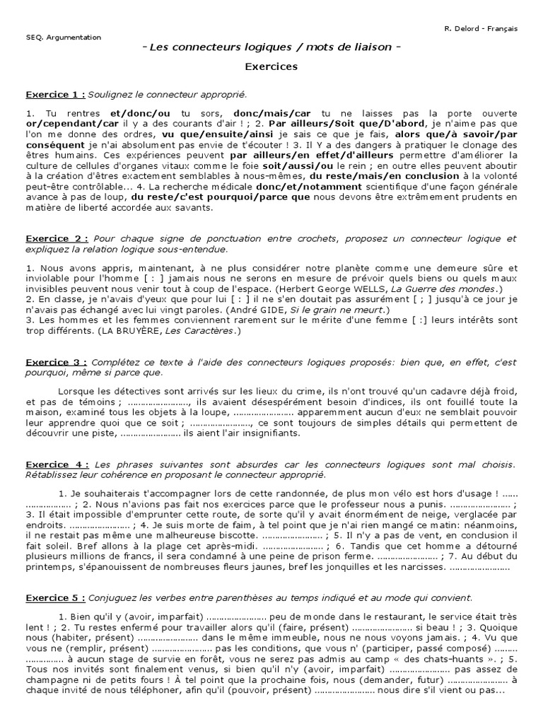 Exercices - Connecteurs Logiques PDF | PDF