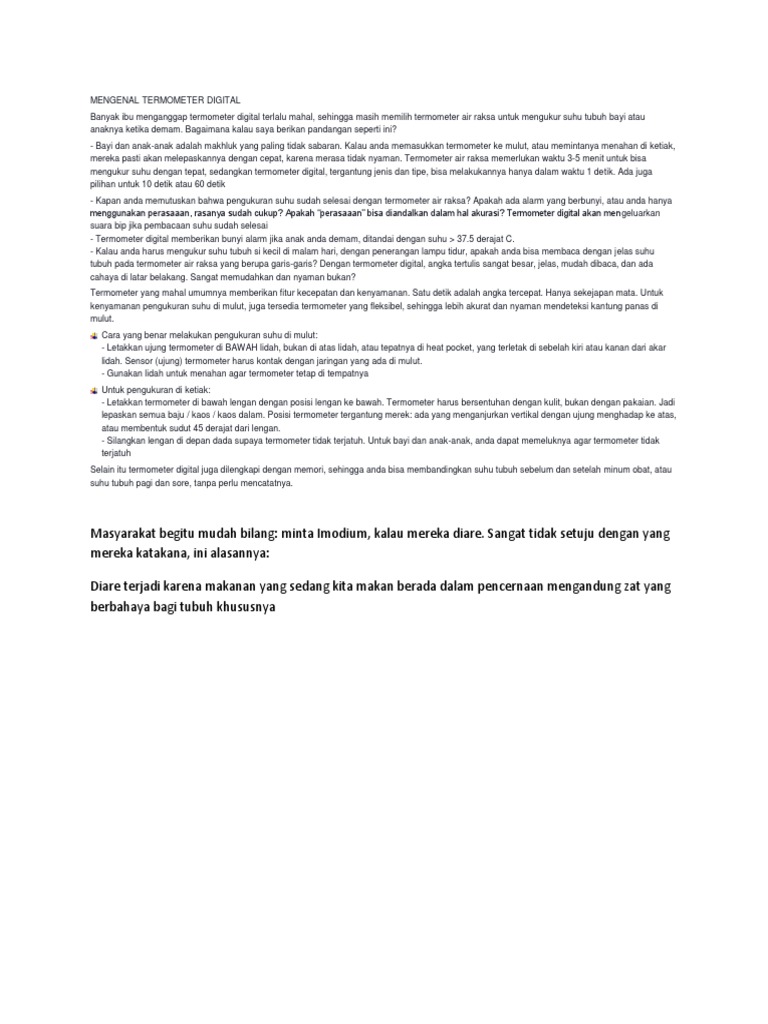Cara Menggunakan Termometer Digital | PDF