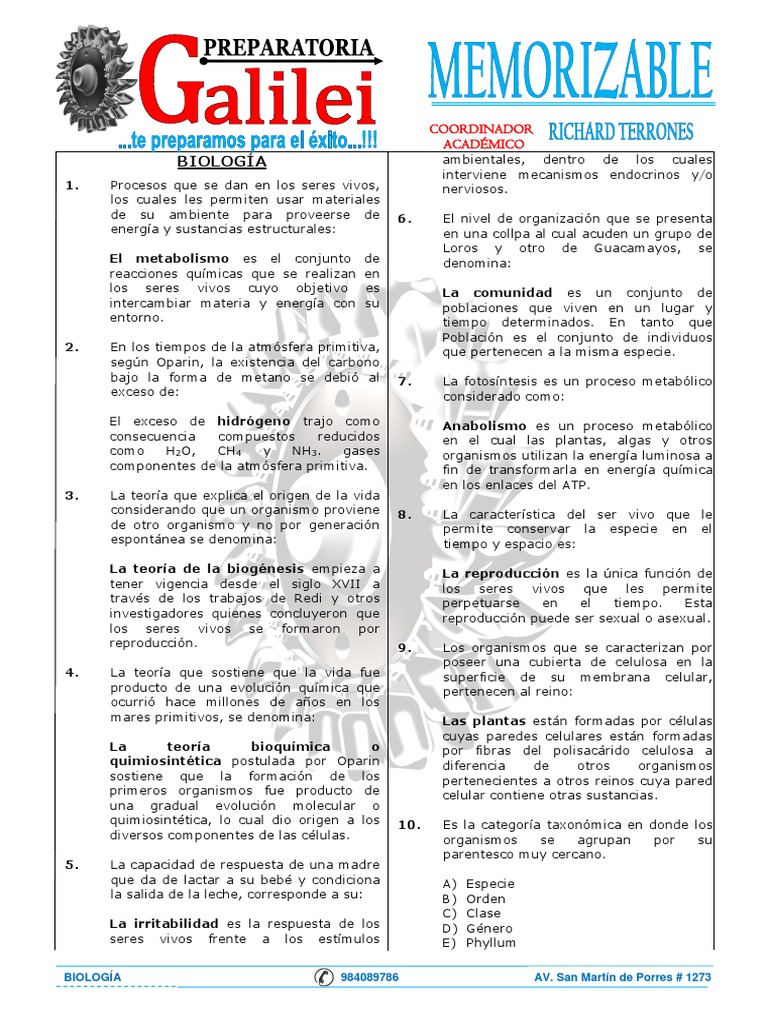 Memorizable Biología | PDF