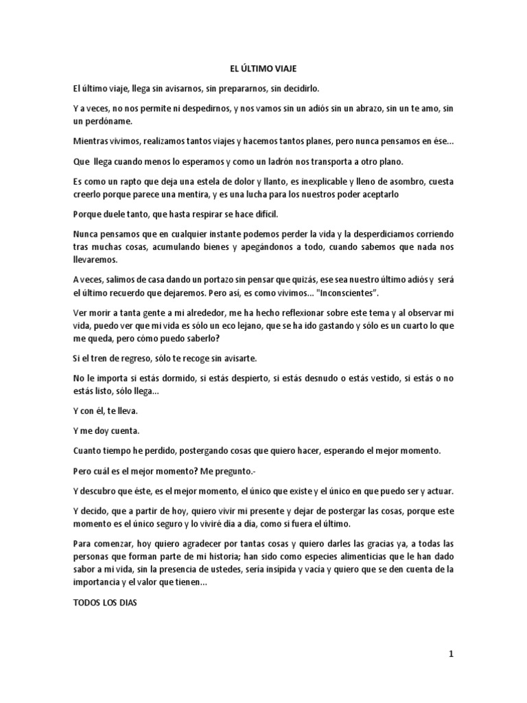 Reflexiones sobre el Último Viaje | PDF | Relaciones personales ...