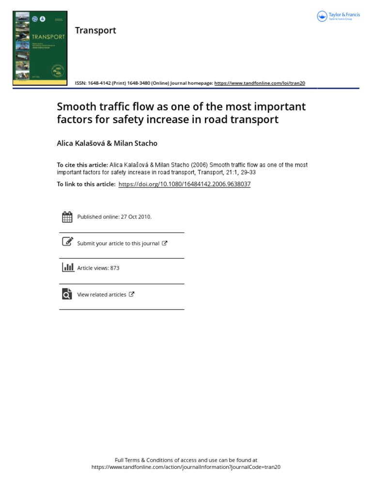 Smooth Traffic Flow As One of The Most Important Factors For Safety ...