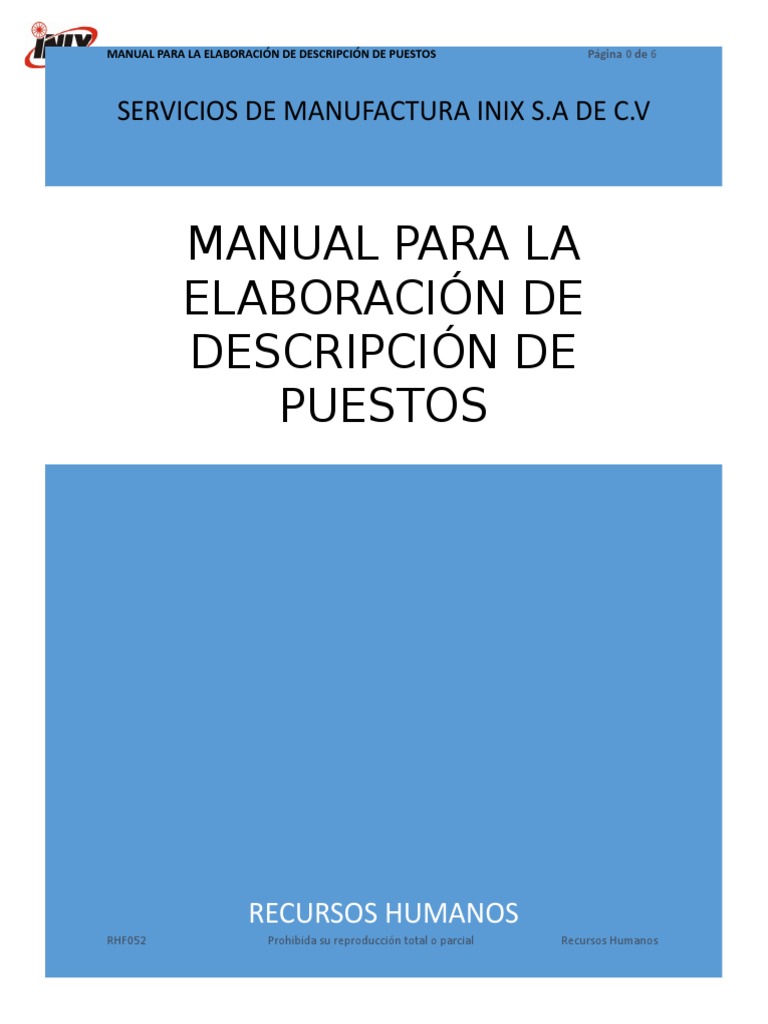 Manual para La Elaboración de Descripción de Puestos | PDF | Gestión de recursos humanos | Business
