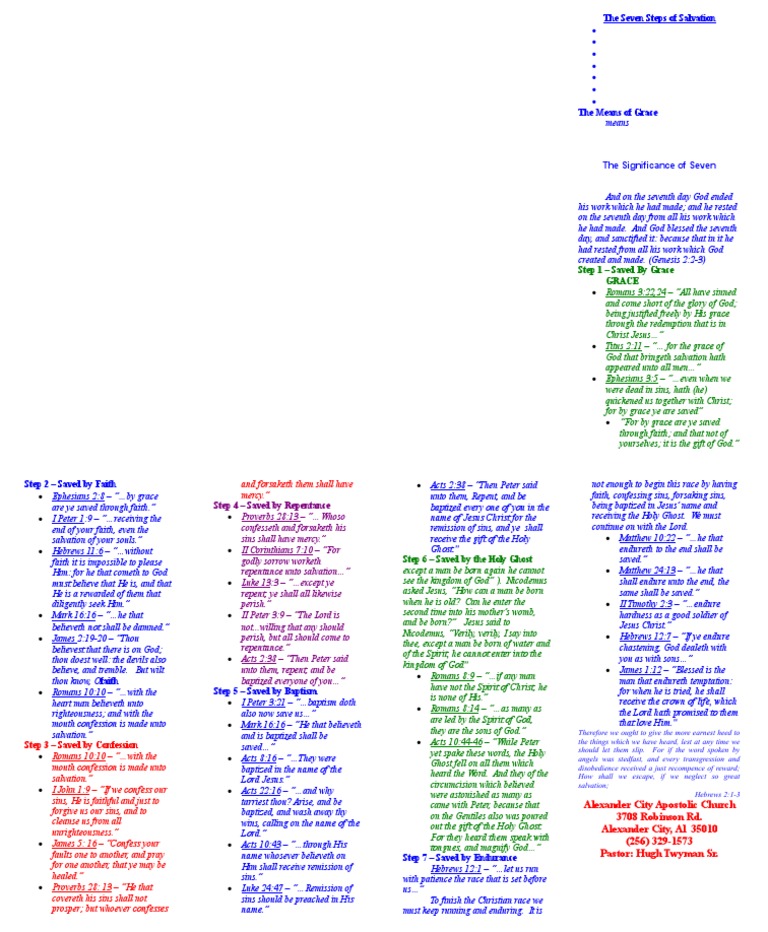 Seven Steps to Salvation Guide | PDF | Grace In Christianity | Baptism
