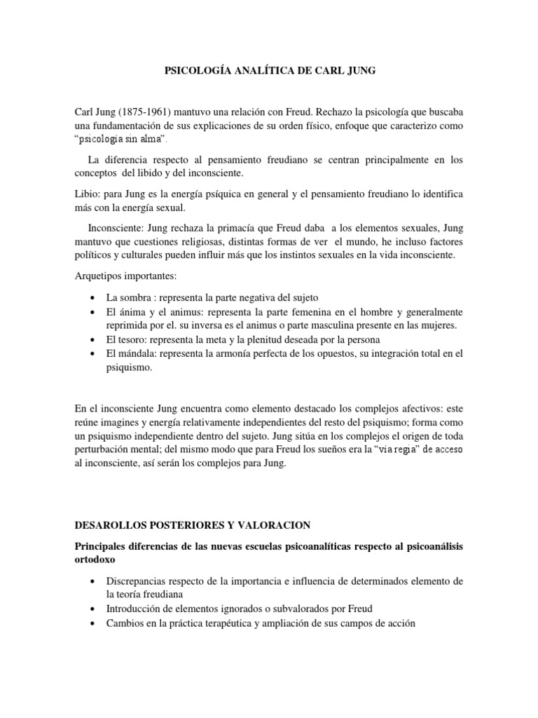 PSICOLOGÍA ANALÍTICA DE CARL JUNG | PDF | Carl Jung | Psicoanálisis