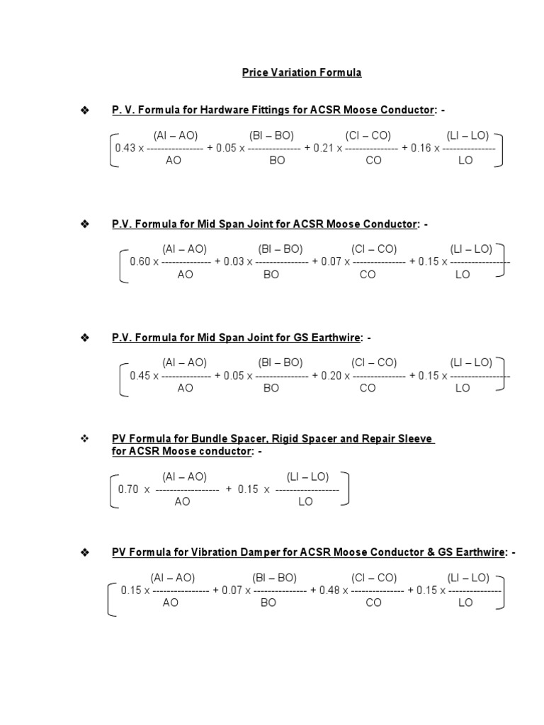 PV Formula and Indice | PDF | Metals | Building Engineering