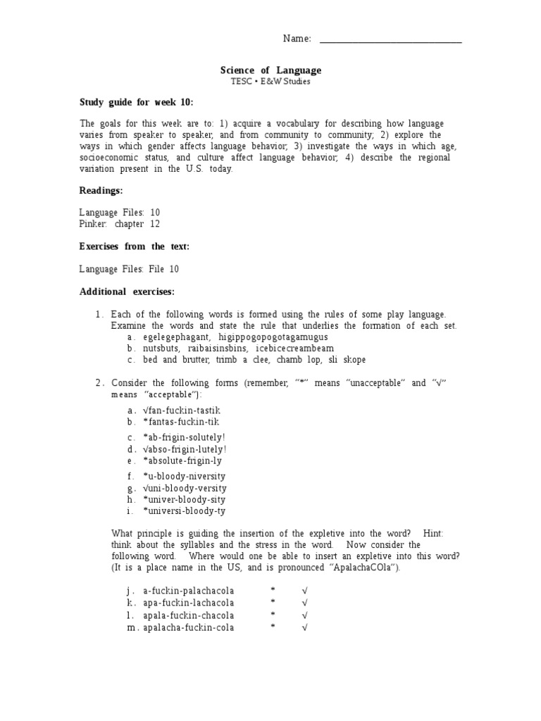 Language Variation and Gender Study Guide | PDF | Dialect | Language ...