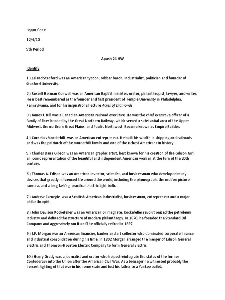 Industrialization and the Rise of Big Business in Gilded Age America ...