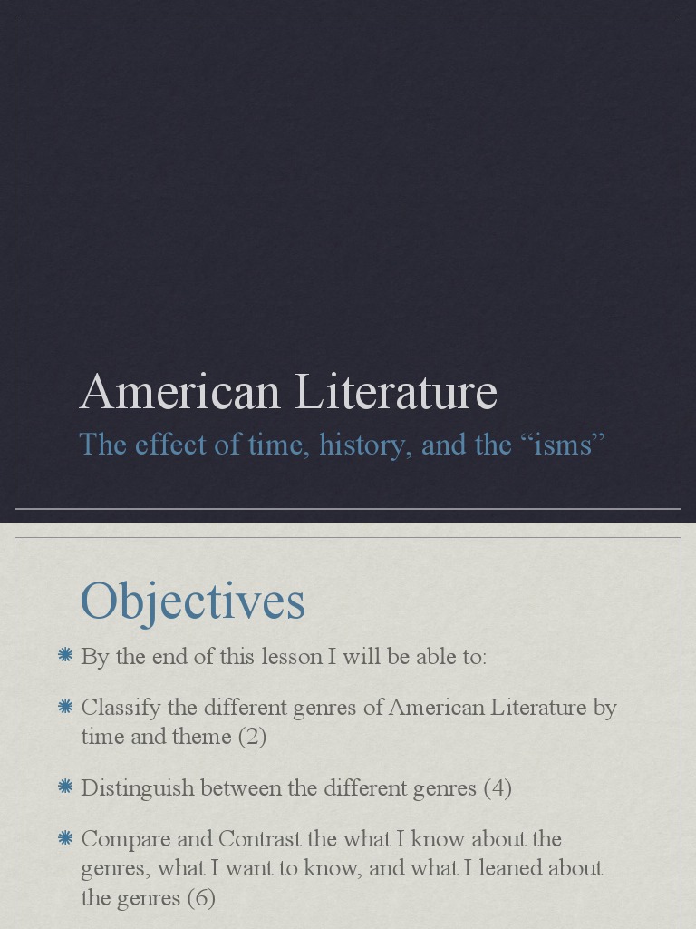 American Literature: The Effect of Time, History, and The "Isms" | PDF ...