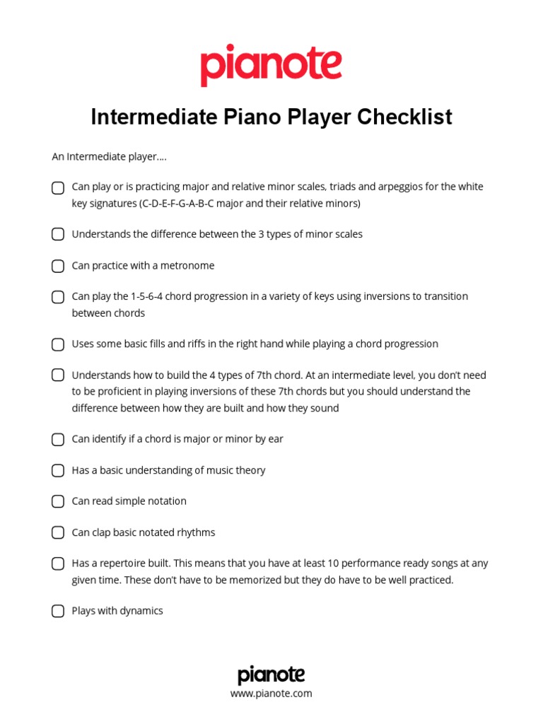 Intermediate Player Checklist | PDF
