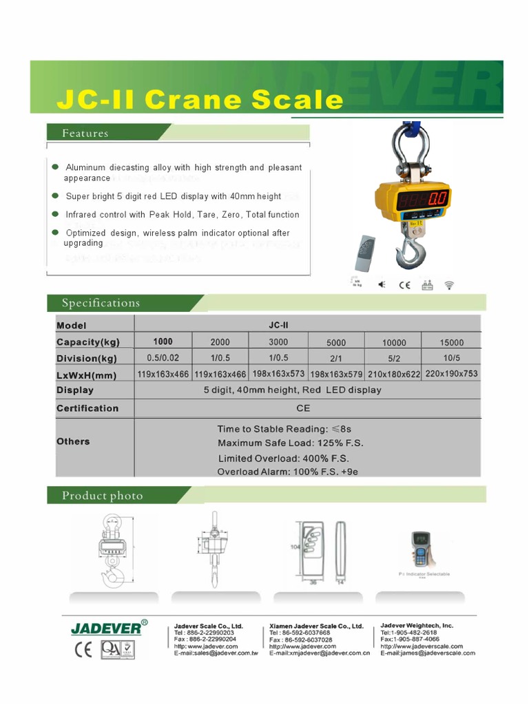 Jadever JC-II Scale Specifications | PDF