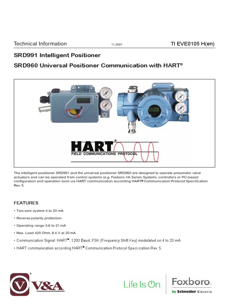 Foxboro SRD960 EEx D Intelligent Control Valve Positioner HART Technical Info 1 PDF | PDF | Byte ...