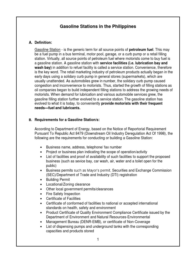 Philippines Gas Station Requirements | PDF | Filling Station | Gasoline