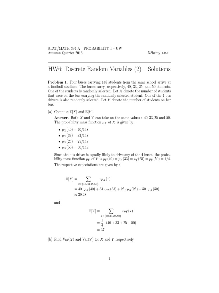 UW MATH-STAT394 HW6-sol | PDF | Variance | Applied Mathematics
